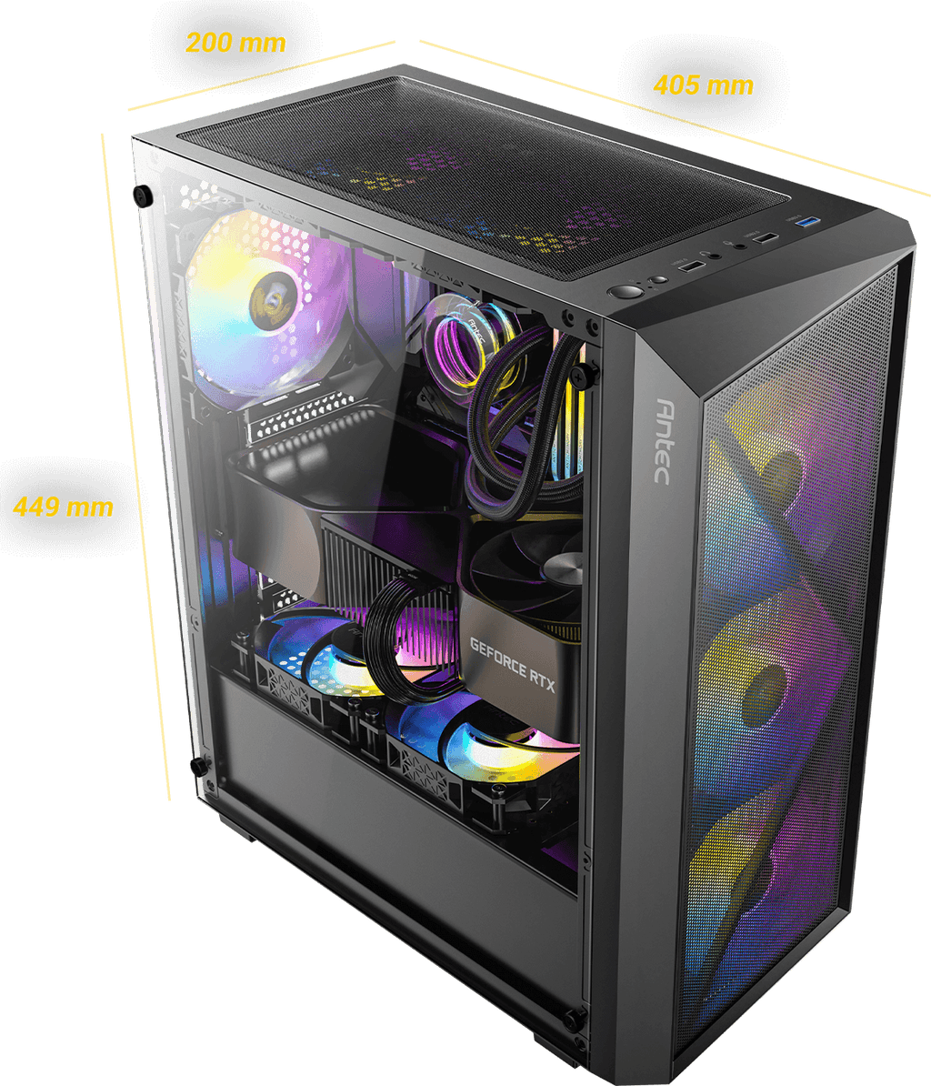 Gabinete Antec AX67 RGB Black 4x120mm ARGB Fans Mesh Vidrio Templado – ReyTech